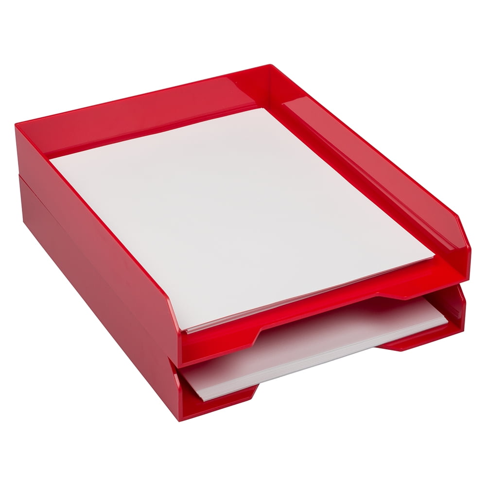 JAM Paper Stackable Paper Trays, Red, Desktop Document, Letter, & File ...