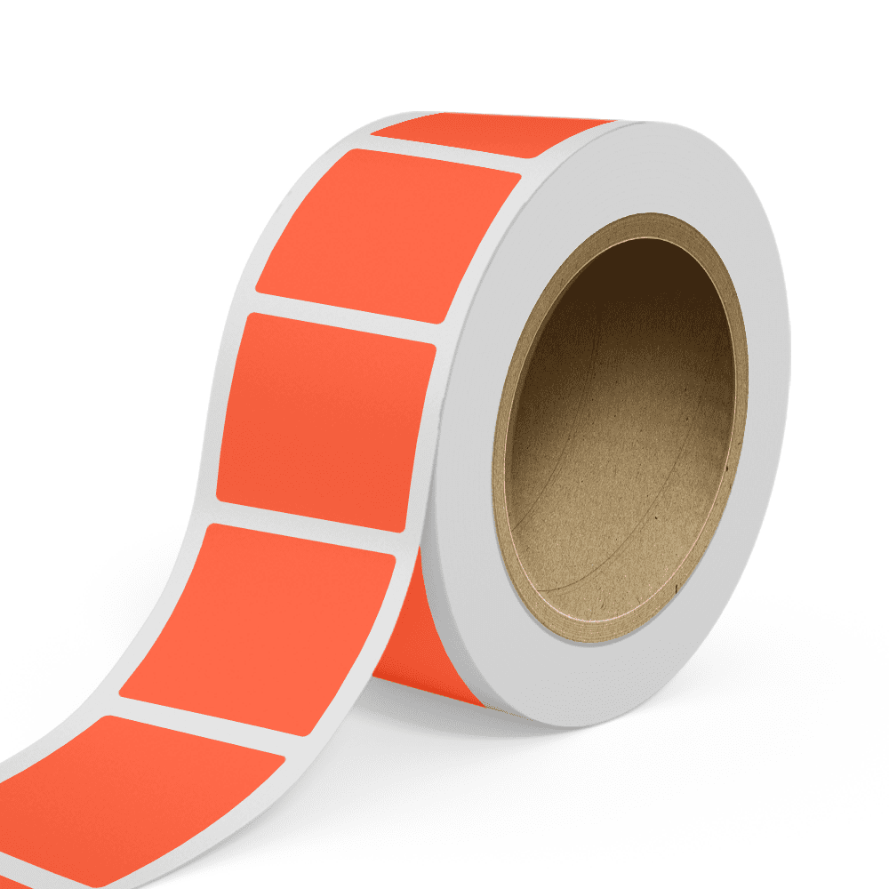 JAM Paper Standard Label Rolls, Square, 3 1/2 x 3 1/2, Neon Red, 125 ...