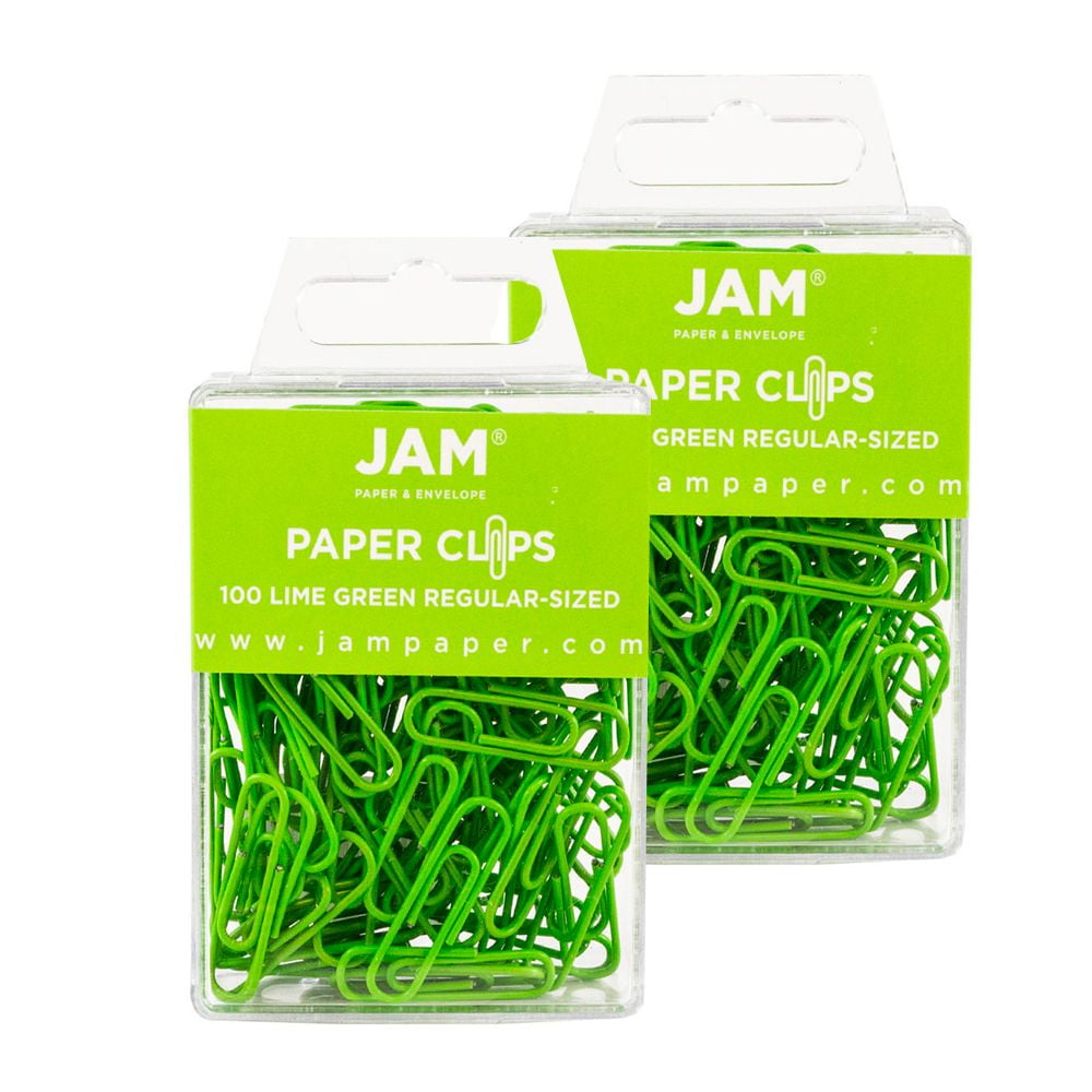 JAM Paper Standard Paper Clips, Lime Green, 2/Pack, Small 1 inch ...