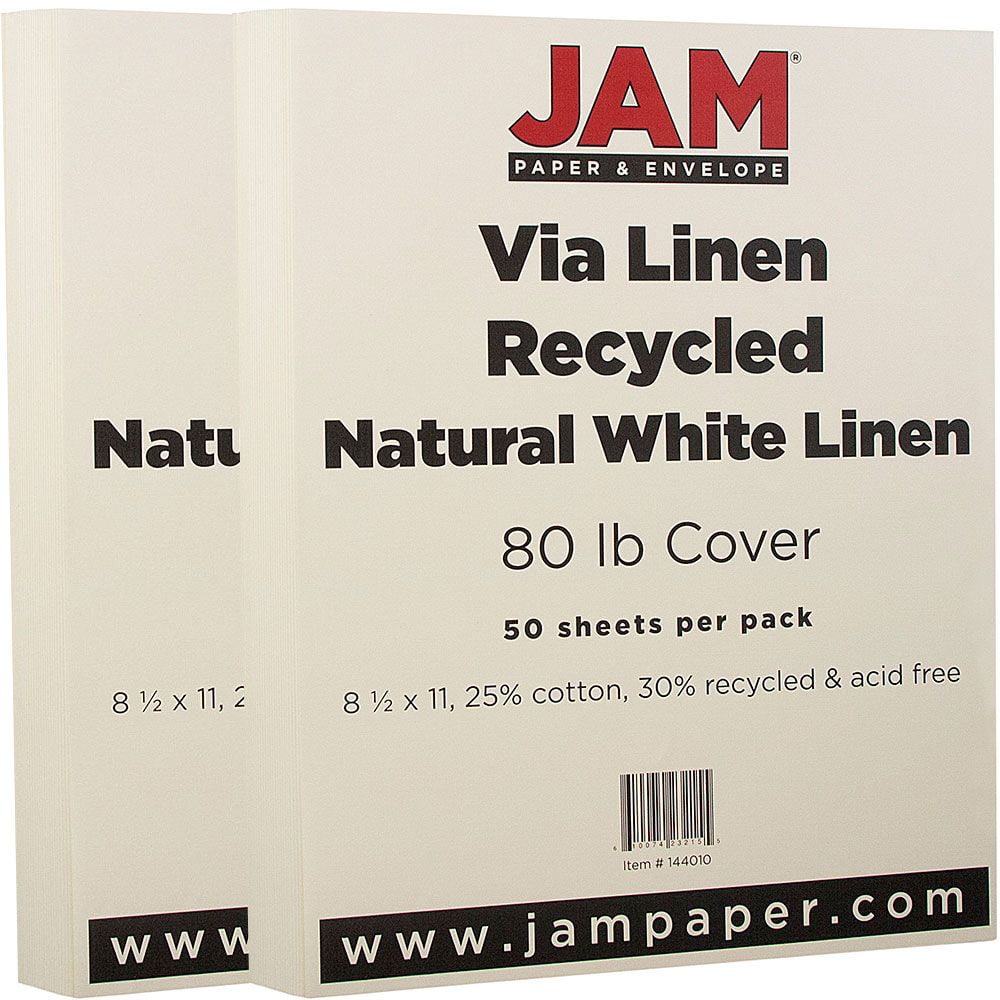 JAM Paper Strathmore, 8 1/2 x 11, Natural White Linen, 80lb, 100 per ...