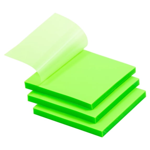 JAM Paper Transparent Sticky Note Pad, Green, 3 x 3, 300 Sheets/Pack ...