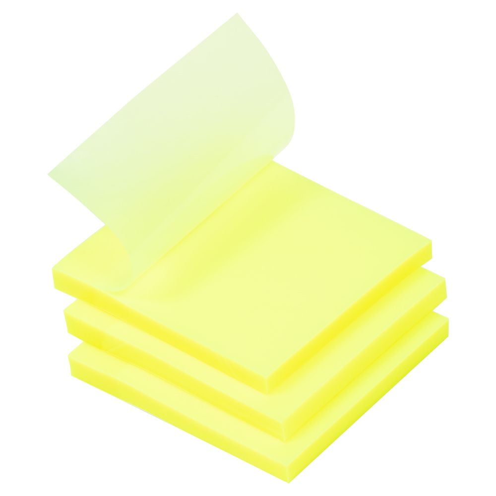 JAM Paper Transparent Sticky Note Pad, Yellow, 3 x 3, 300 Sheets/Pack ...