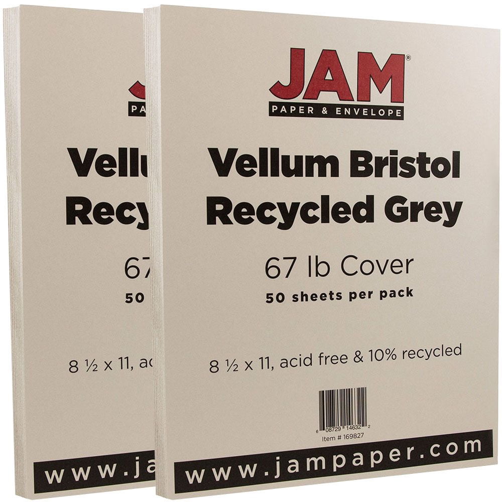 JAM Paper Vellum Bristol, 8 1/2 x 11, Gray, 67lb, 100 per Pack ...