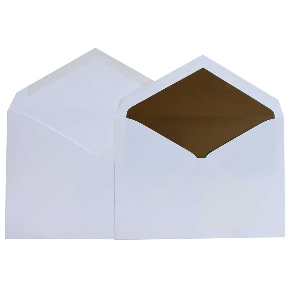 JAM Paper Wedding Envelope Sets, 5 3/4 x 8, White with Chocolate Brown ...