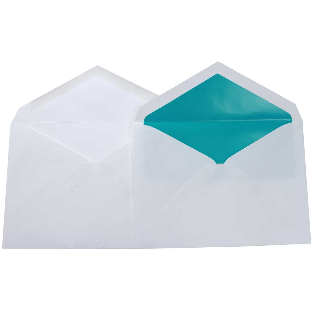JAM Paper Wedding Envelope Sets, White with Aqua Blue Lined Envelopes ...