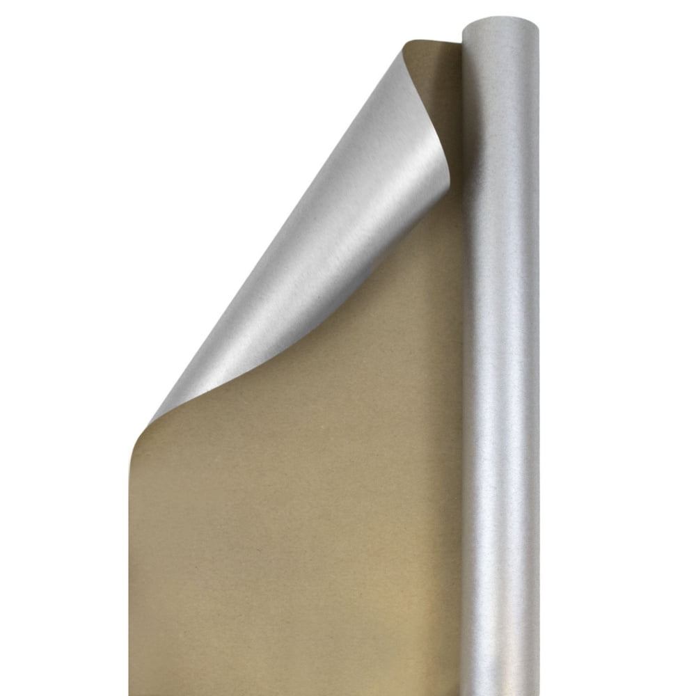 JAM Paper Wrapping Paper, 25 Sq ft, 1/Pack, Silver Kraft Gift Wrap ...