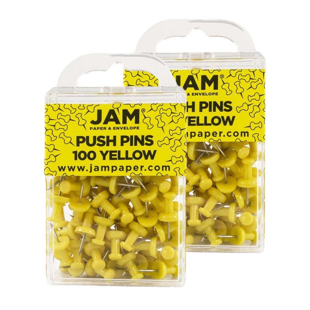 JAM Paper Yellow Push Pins, 200 Count, 2/Pack - Walmart.com