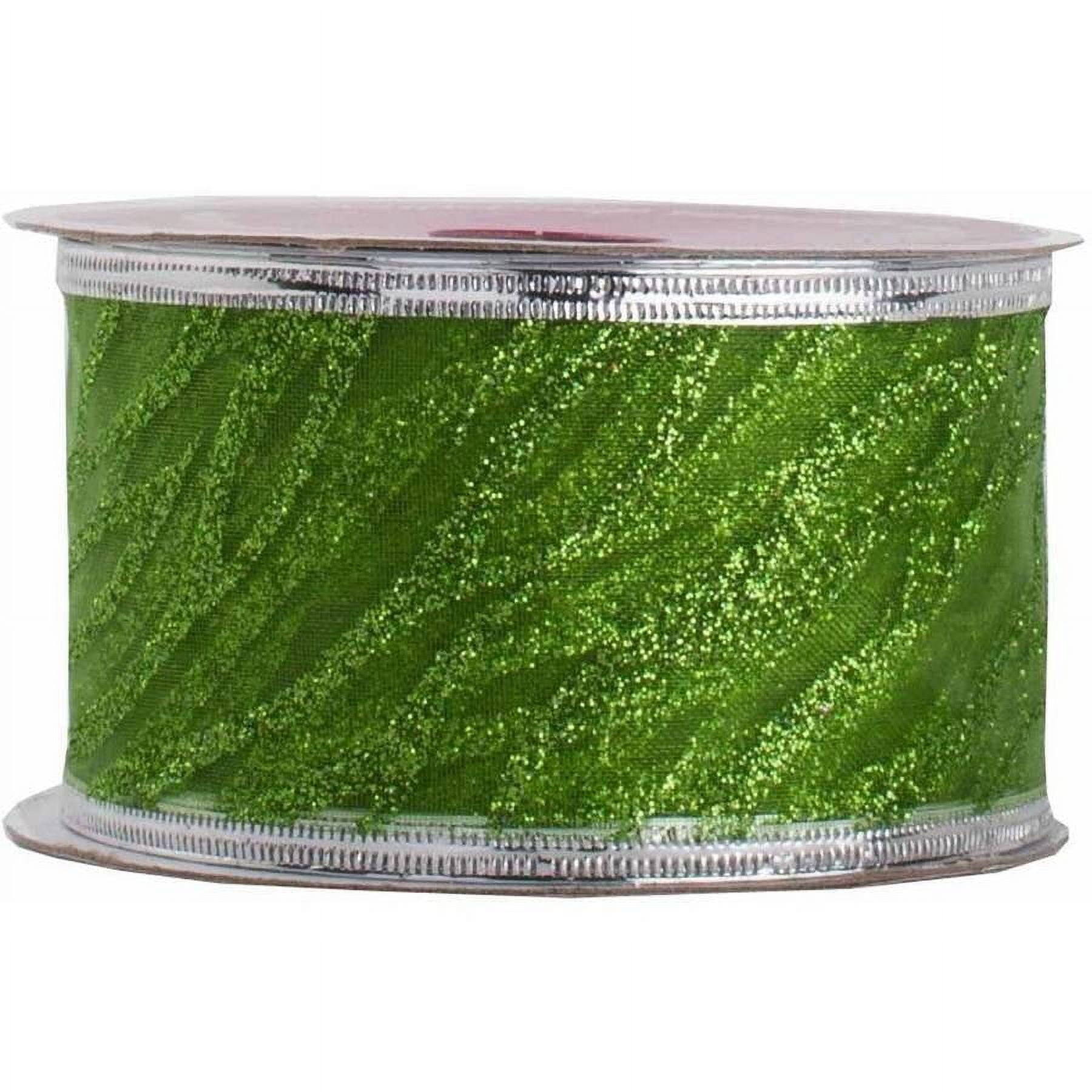 JAM Wire Edged Ribbon, 2 In x 3 Yards, 1/Pack, Green Wave Glitter ...