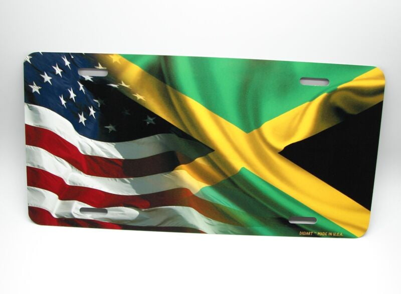 JAMAICA JAMAICAN FLAG AMERICAN FLAG METAL CAR NOVELTY LICENSE PLATE ...