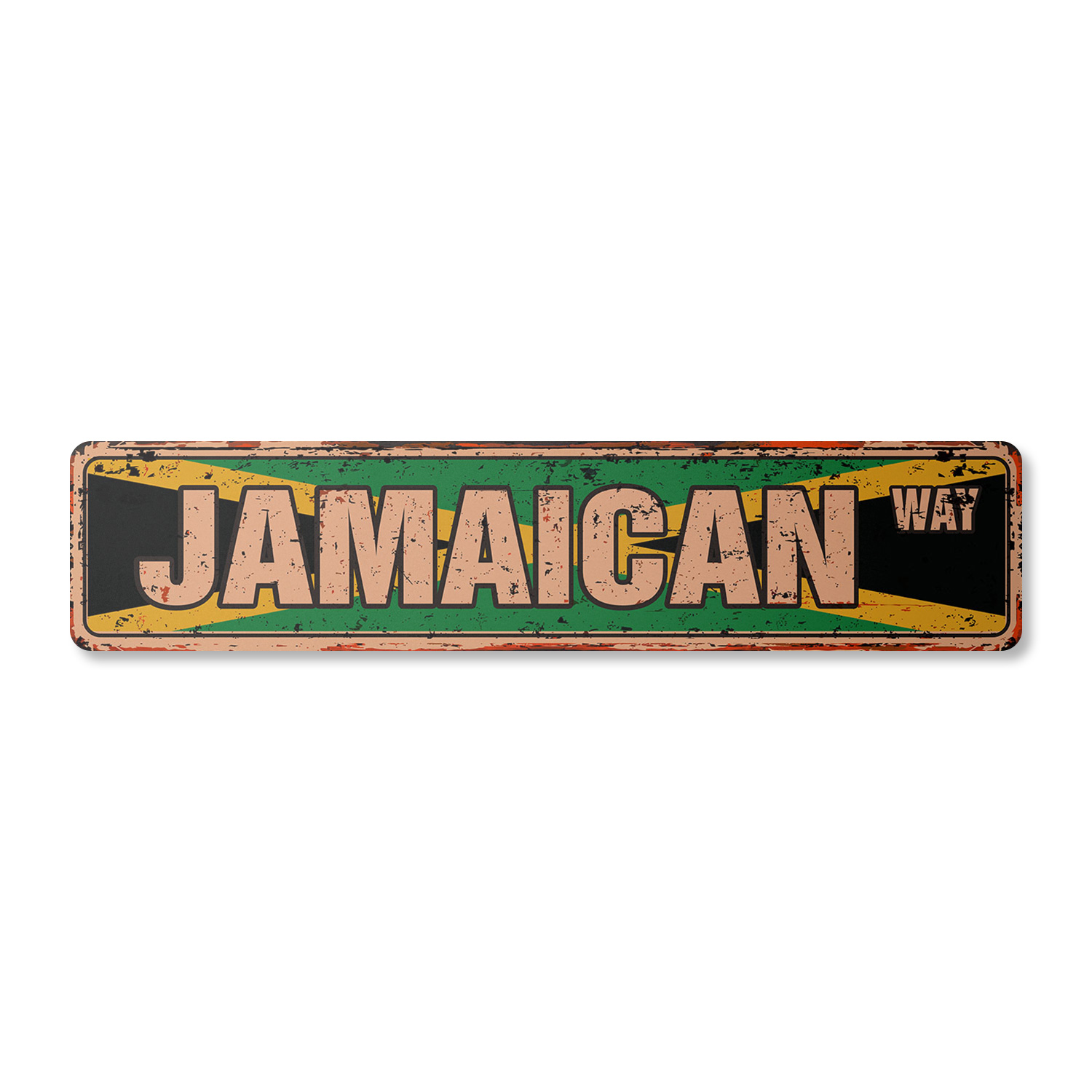 JAMAICAN FLAG Vintage Aluminum Street Sign jamaica national nation ...