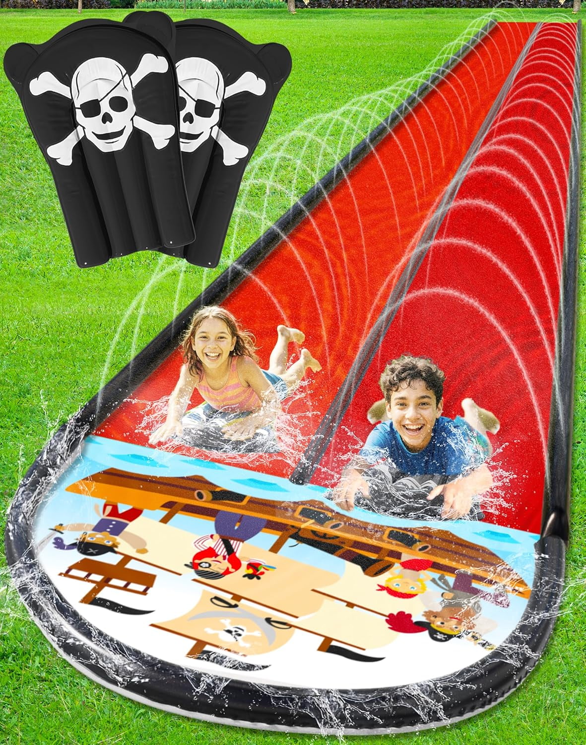 JAMBO 22Ft Water Slide and 2 Bodyboards, Extra Long Heavy Duty Slip ...