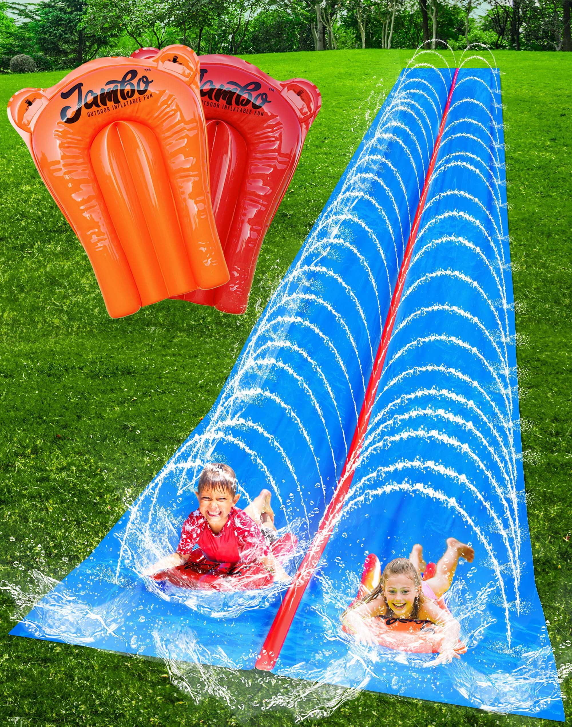 JAMBO 30ft x 8ft XXL Mega Water Slide with 2 Body Boards - Walmart.com
