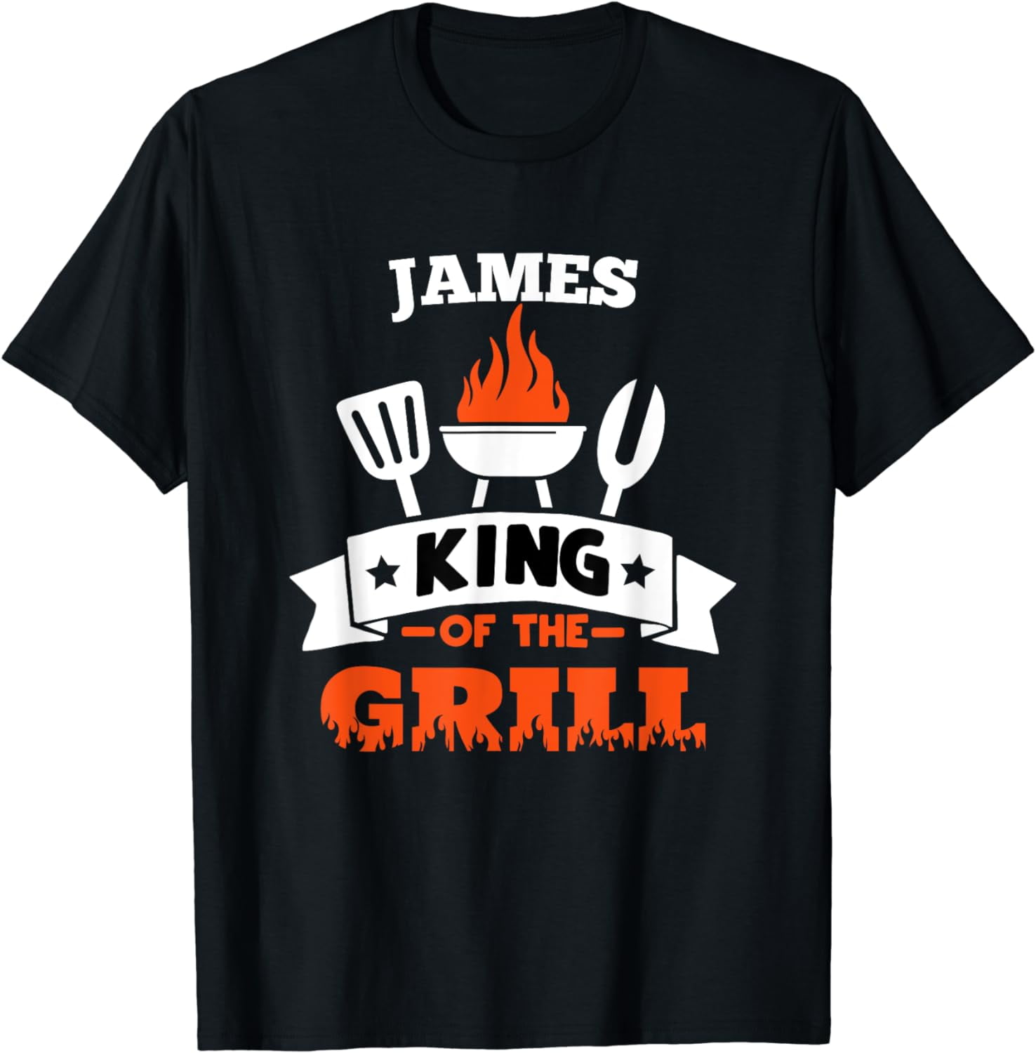 JAMES King of The Grill Grilling BBQ Chef Master Cooking T-Shirt ...