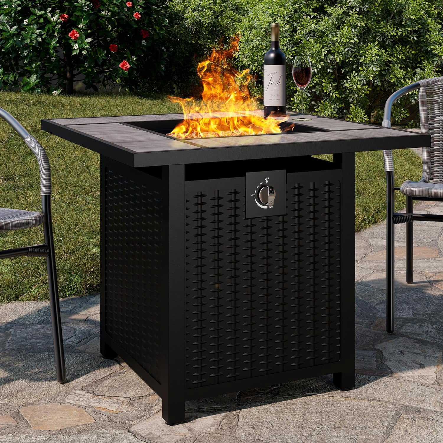 JAMFLY 50,000 BTU Propane Fire Pit Table - Outdoor Gas Firepit with ...