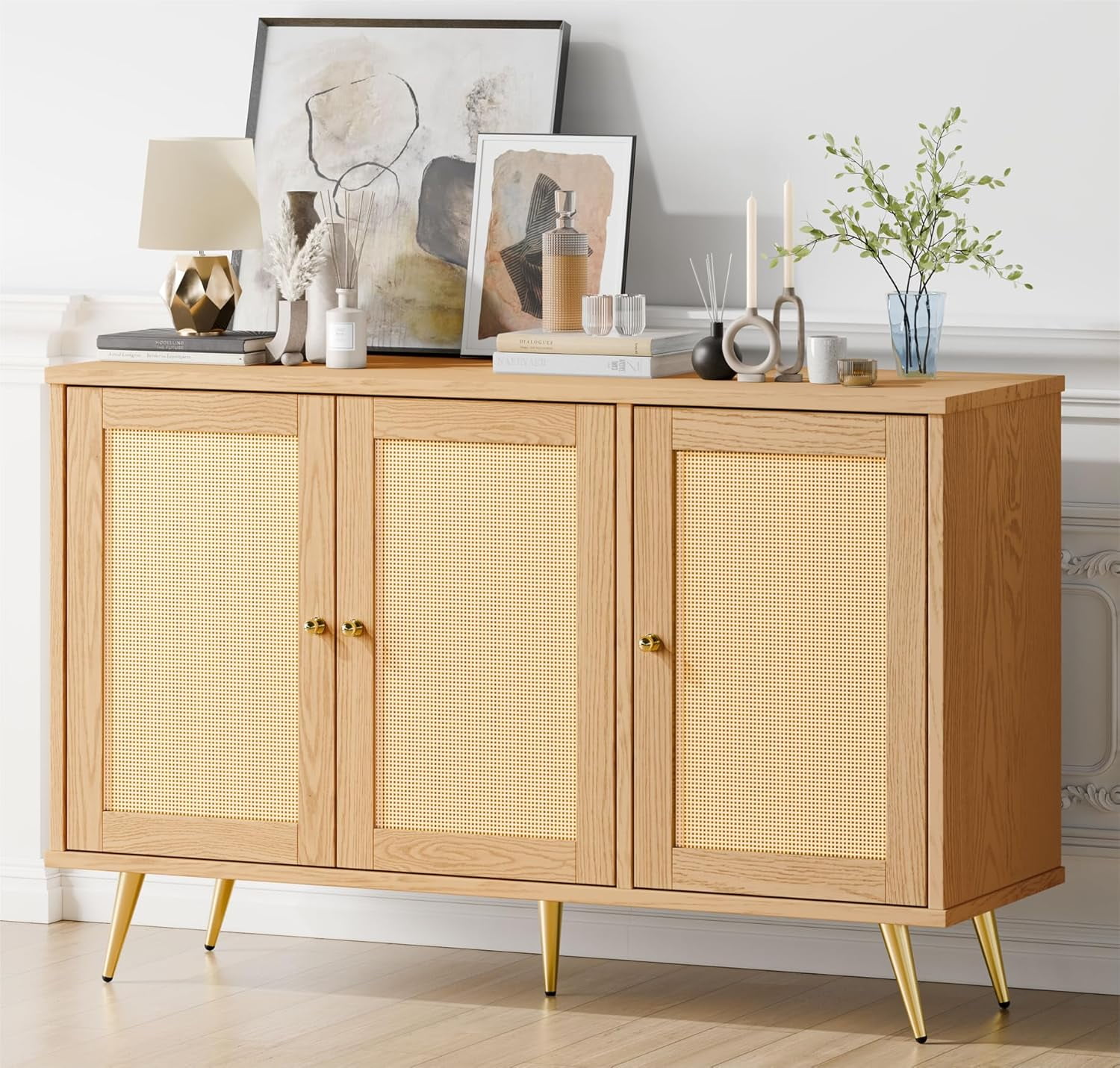 JAMFLY Buffet Cabinet with Set of 2 Storage, Kitchen Storage Cabinet ...
