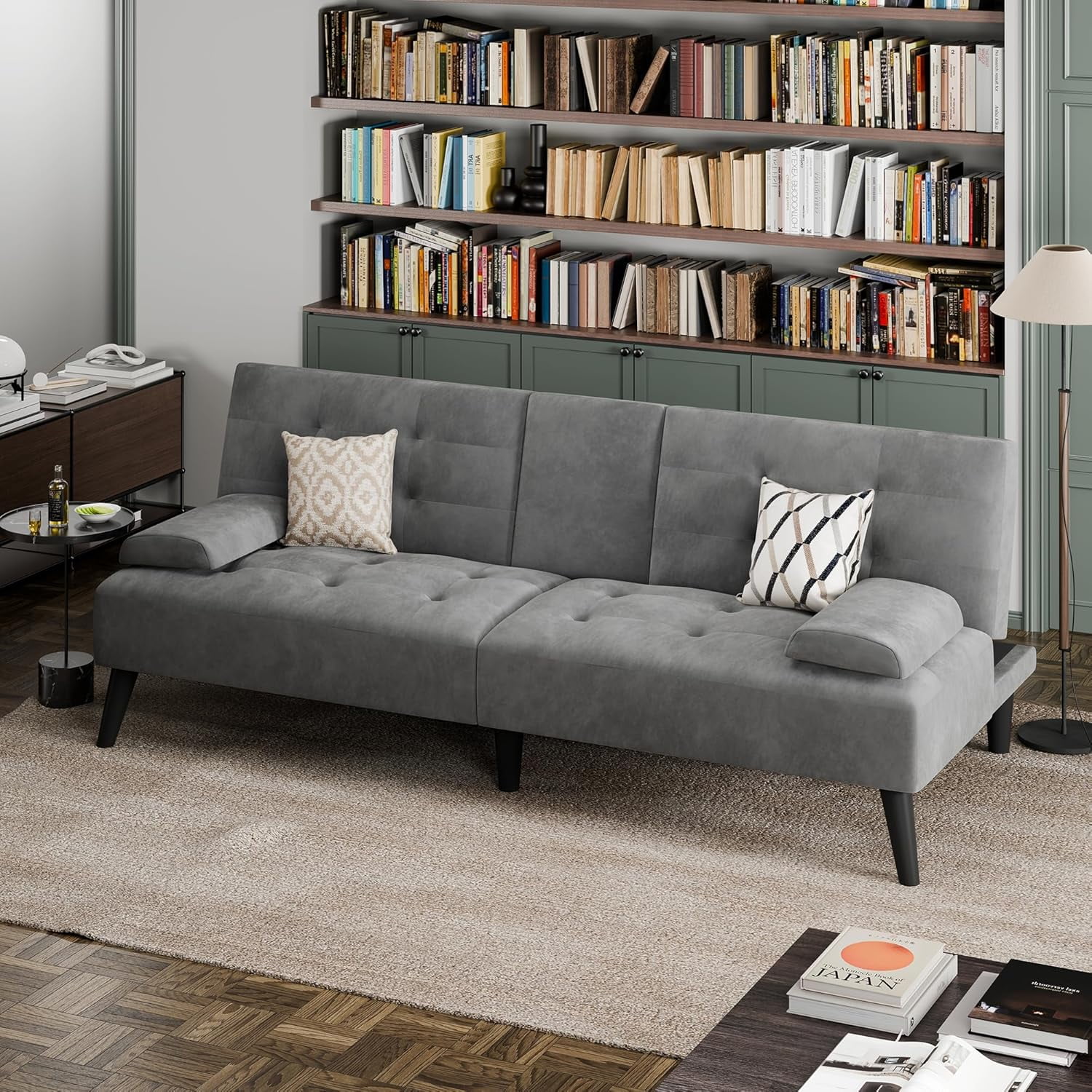JAMFLY Futon Couches Loveseat Sofa Bed, Convertible Lazy Futon Sofa Bed ...