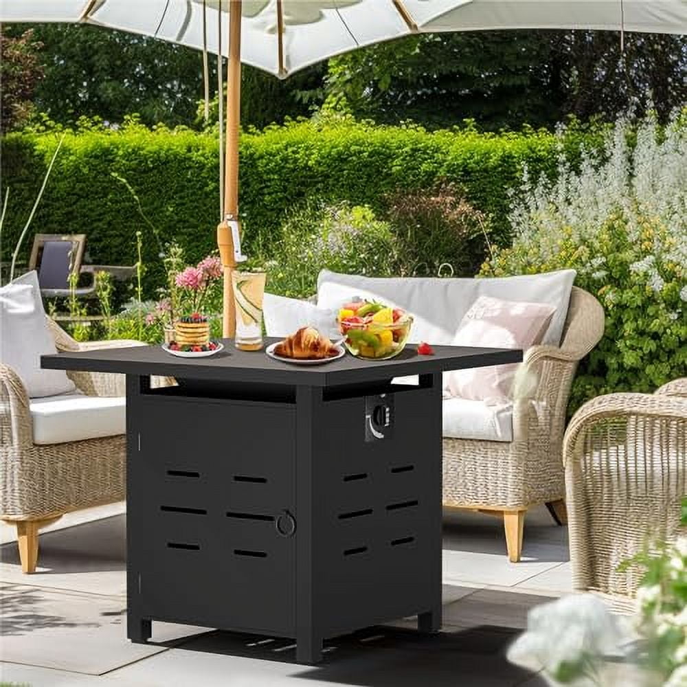JAMFLY Propane Fire Pit 28" Outdoor Fire Pit Table 50000 BTU Square Gas ...