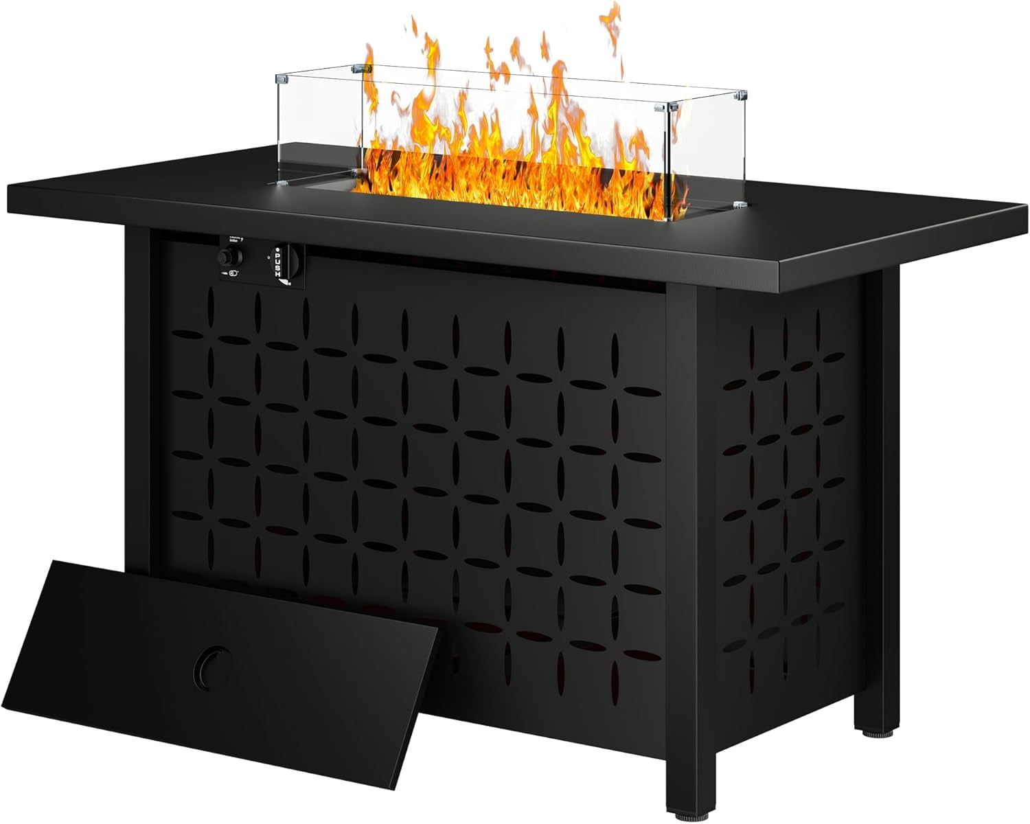 JAMFLY Propane Fire Pit Table, 43'' Gas Fire Pits Table for Outside, 2 ...