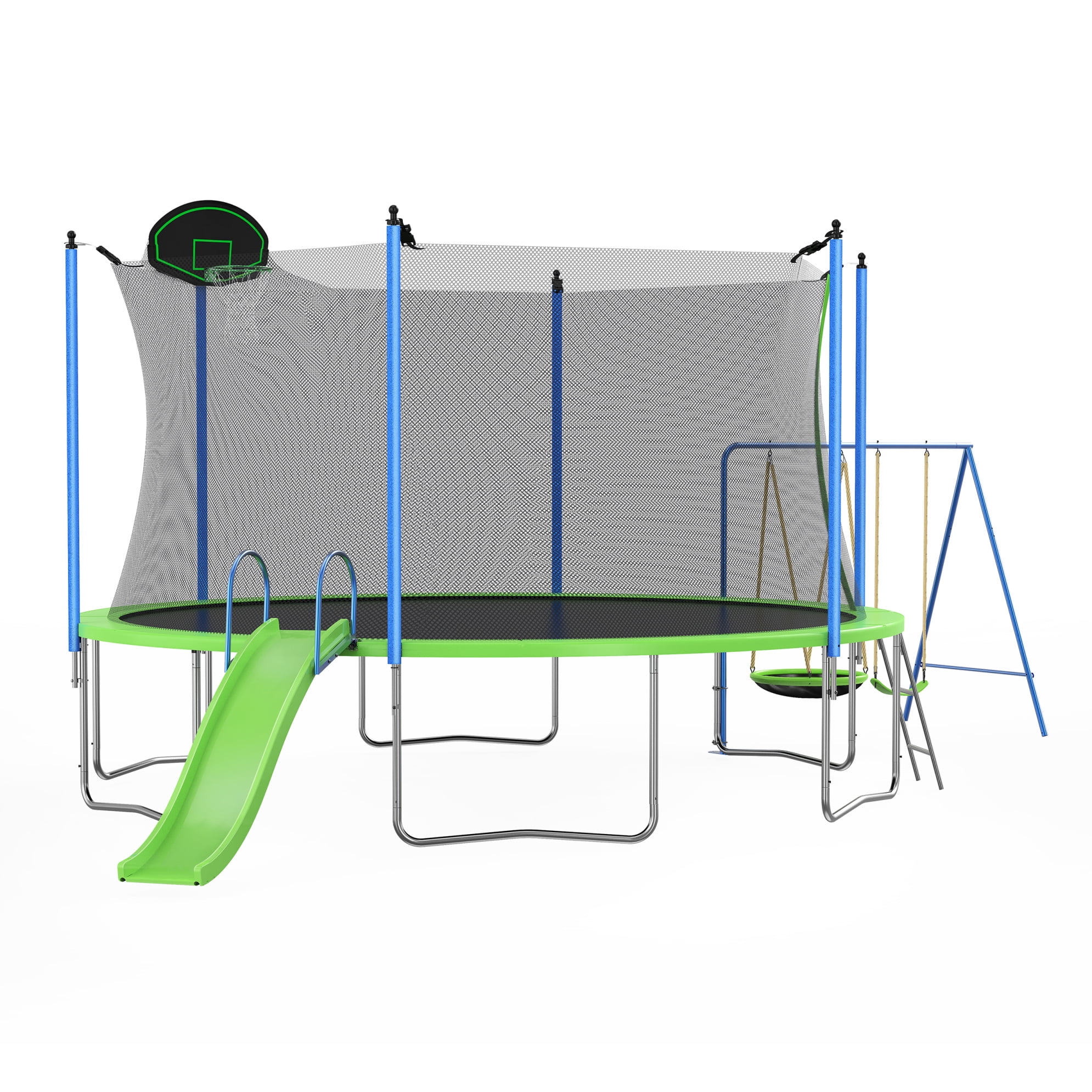 JAMPOOCA 12FT Large Trampoline with Slide and Swings, Outdoor ...