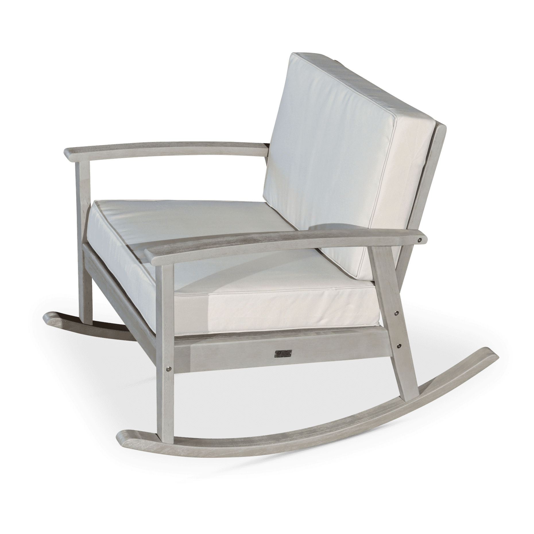 JAMPOOCA Eucalyptus Glider Rocker Chair, Solid Wood Wide Rocking Chair ...