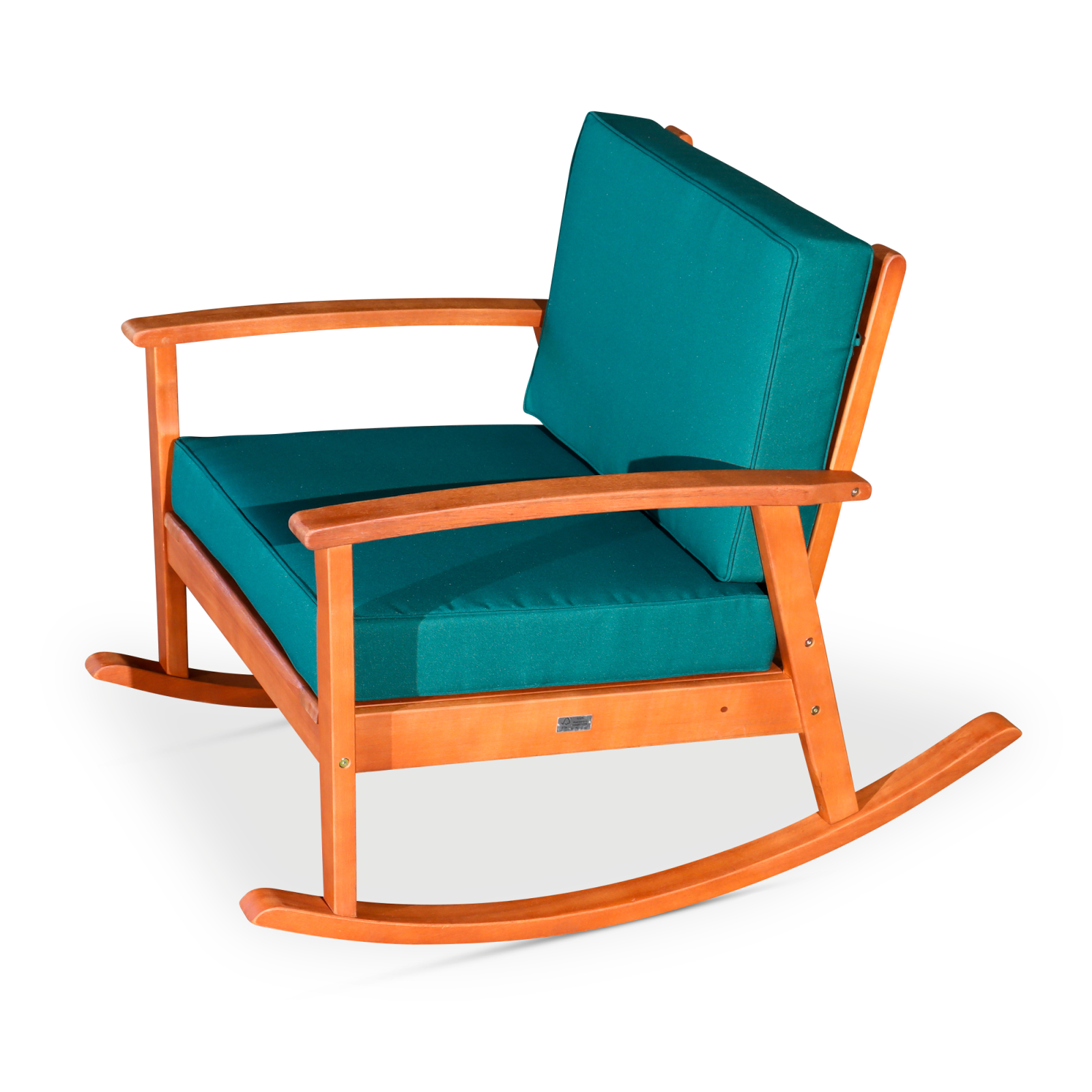 JAMPOOCA Eucalyptus Glider Rocker Chair, Solid Wood Wide Rocking Chair ...