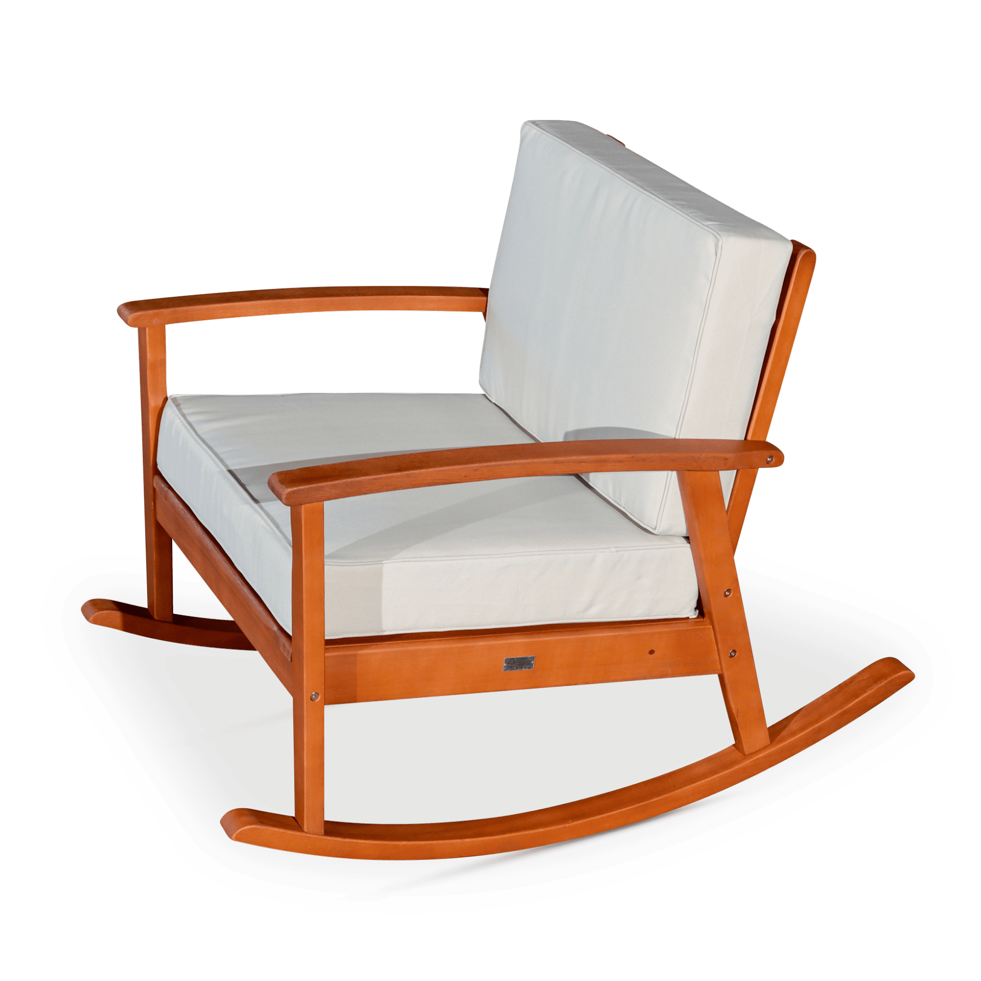 JAMPOOCA Eucalyptus Glider Rocker Chair, Solid Wood Wide Rocking Chair ...