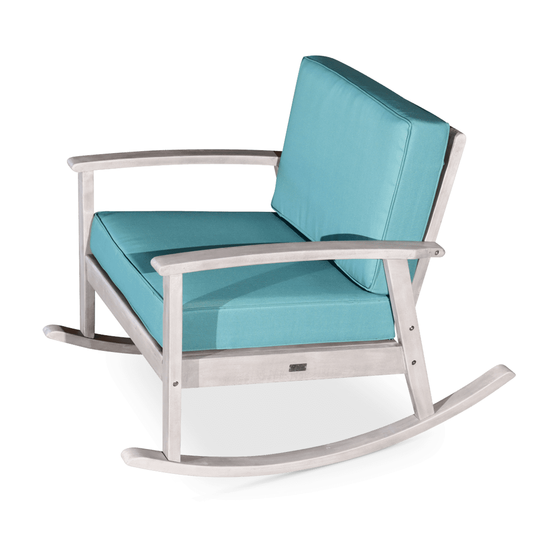 JAMPOOCA Eucalyptus Glider Rocker Chair, Solid Wood Wide Rocking Chair ...
