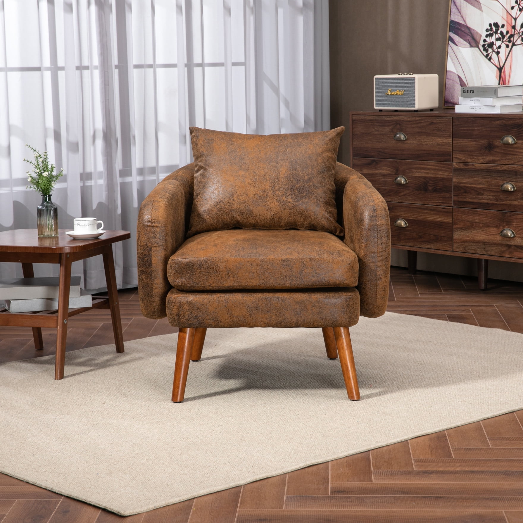 JAMPOOCA Modern Microsuede Accent Arm Chair, Lounge Sigle Sofa Chair ...