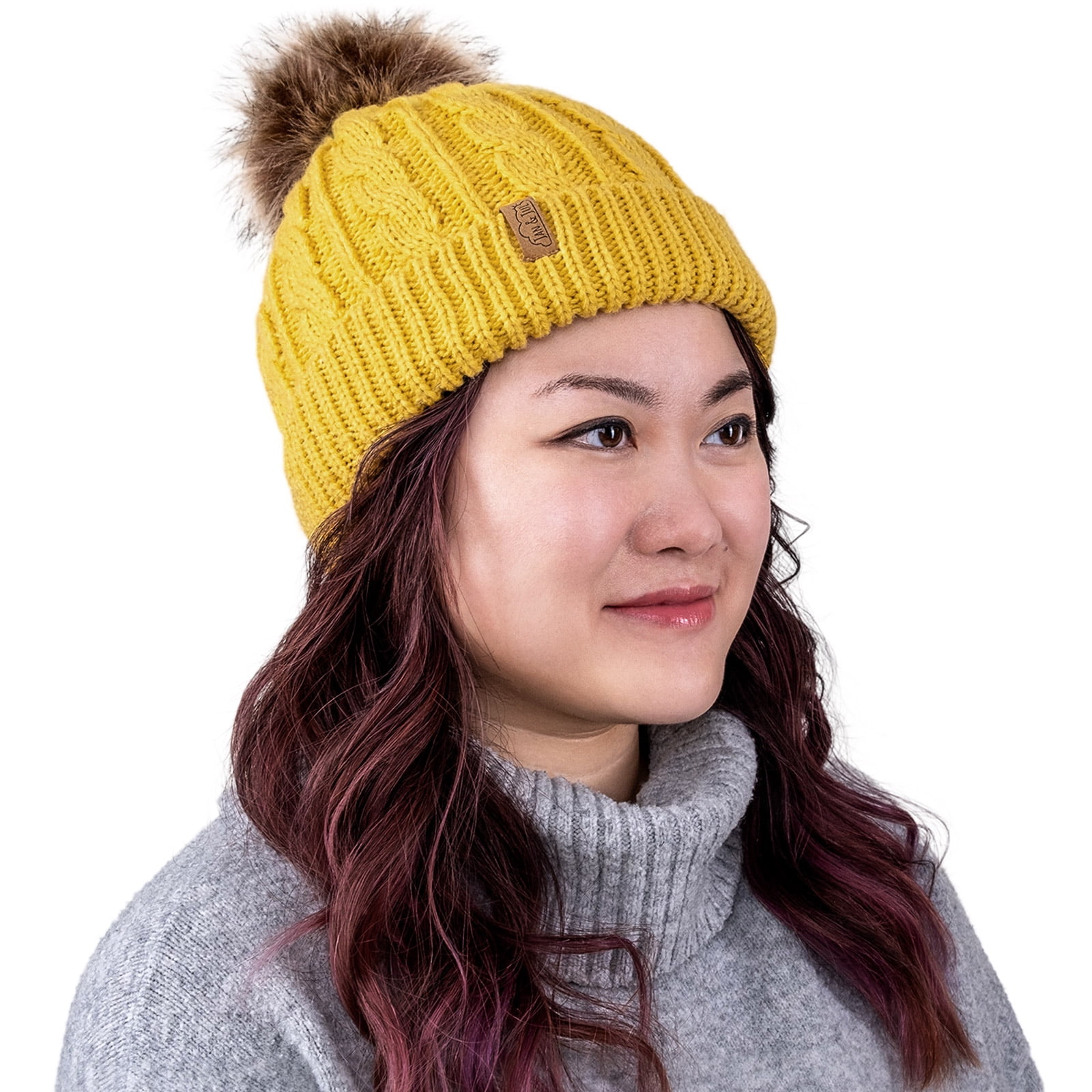 JAN & JUL Adult Fall Winter Beanie Hat (Adult: 53-58cm C, Mustard ...