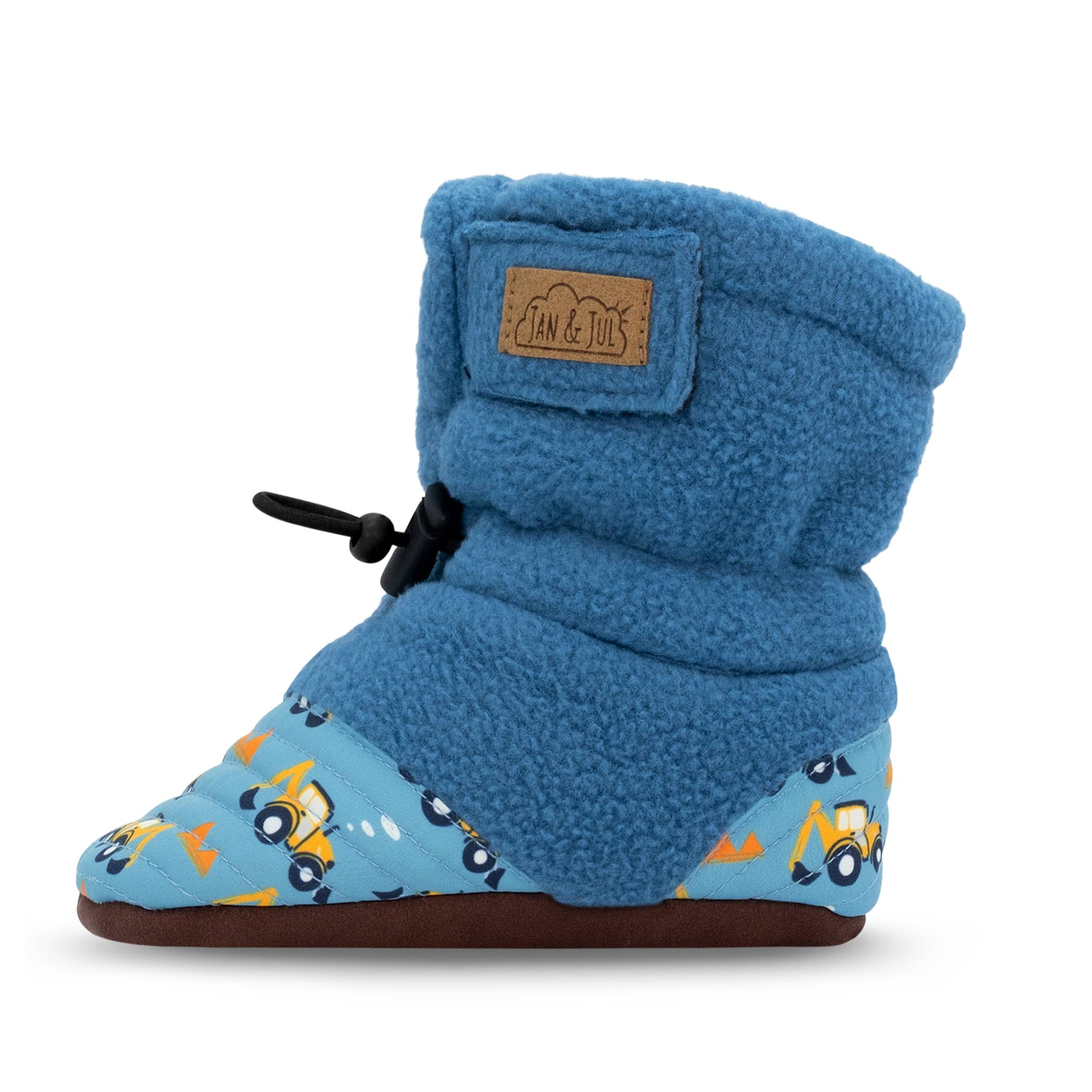 JAN & JUL Fleece Baby Booties for Boys Stay-On with Soft Sole (Digger ...