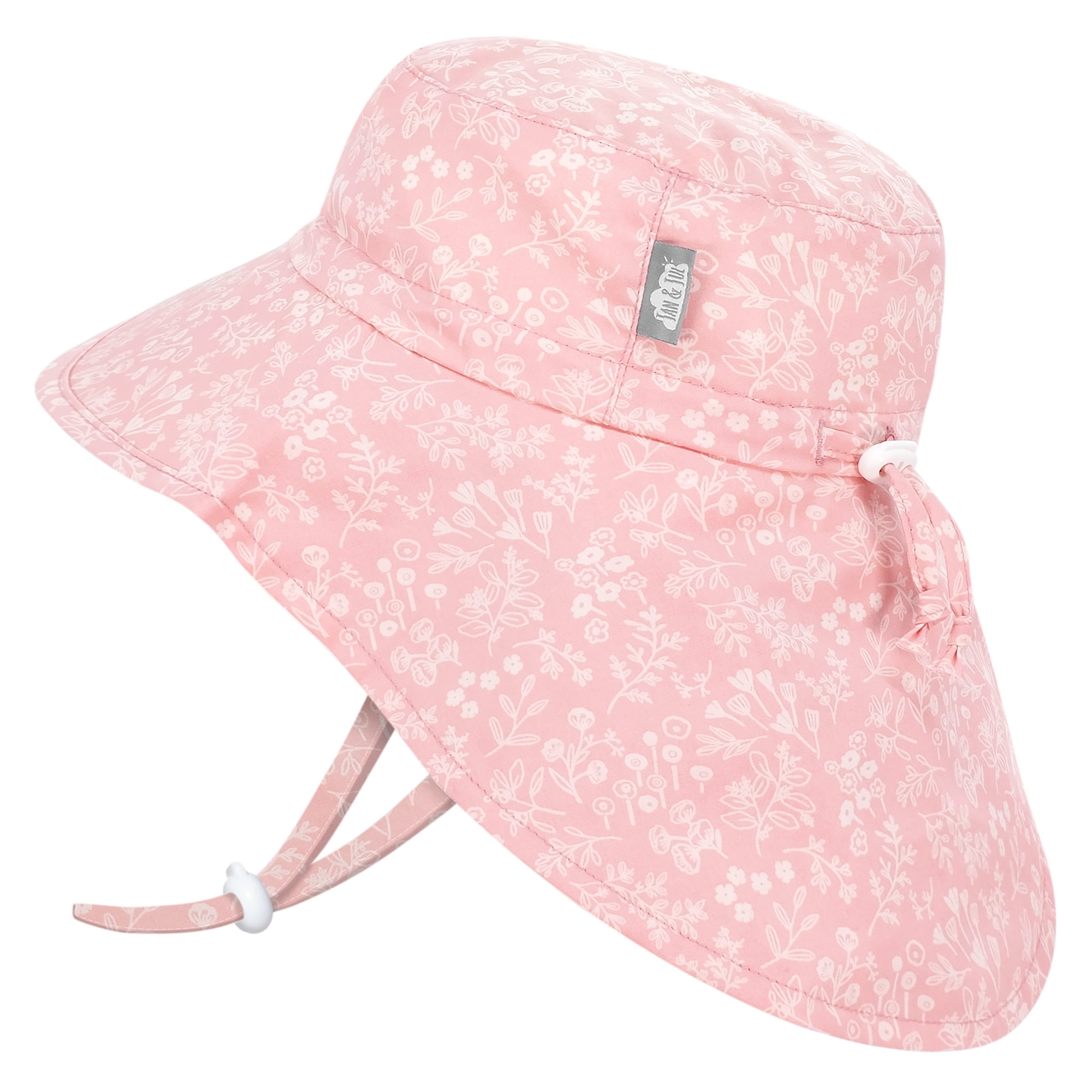 JAN & JUL Girls' Cotton Sun-Hat with Neck Flap, 50+ UPF for Babies and ...