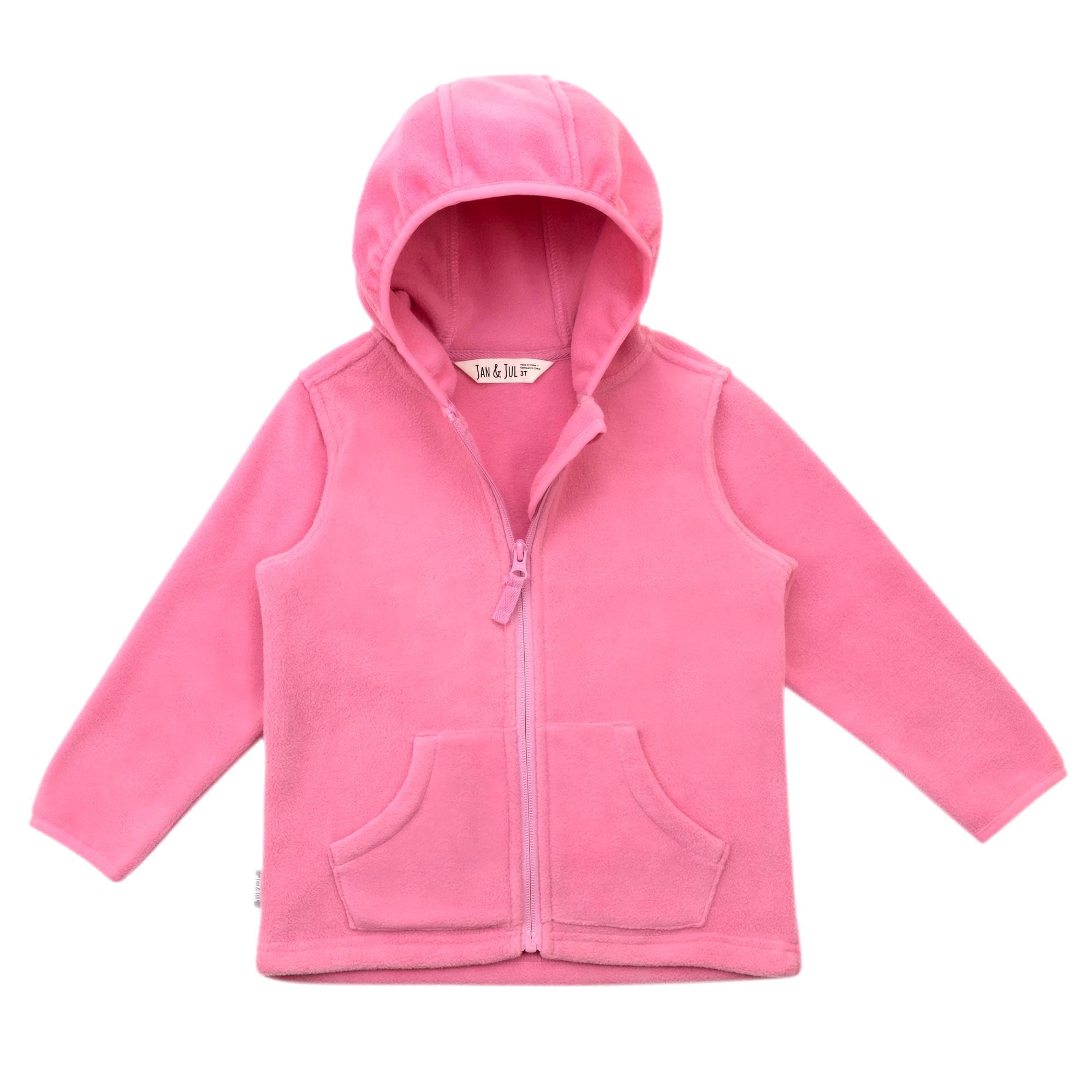 JAN & JUL Kid Girls Soft Fleece Full Zip Jacket with Hood (Watermelon ...