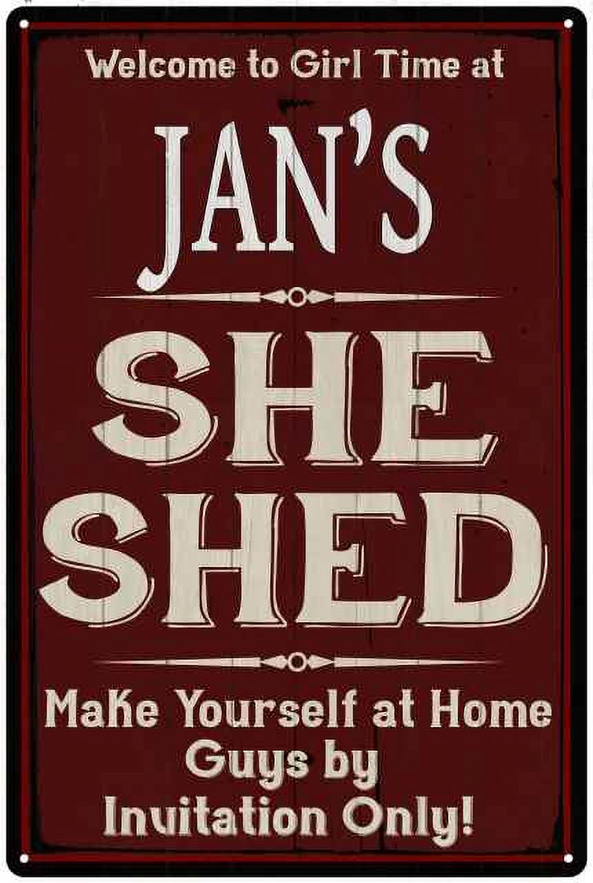JAN'S She Shed Red Sign Lady Cave 8 x 12 High Gloss Metal 208120088343 ...