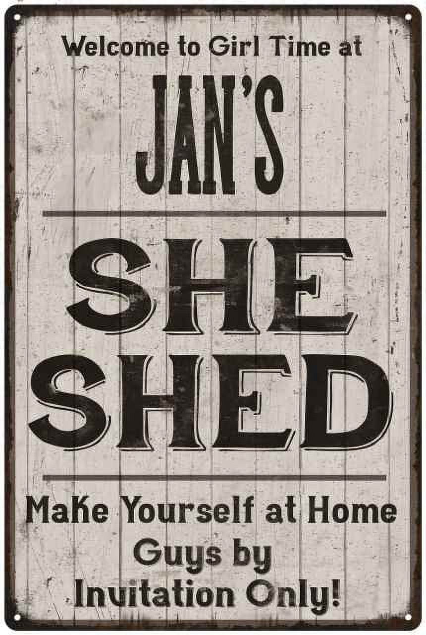 JAN'S She Shed Sign Lady Cave Gift 8 x 12 Matte Finish Metal ...