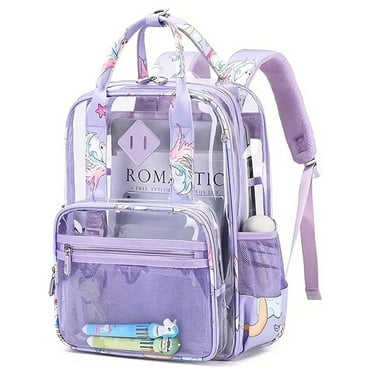 Clear Backpack for Girls, 3PCS Heavy Duty PVC Transparent Girls ...