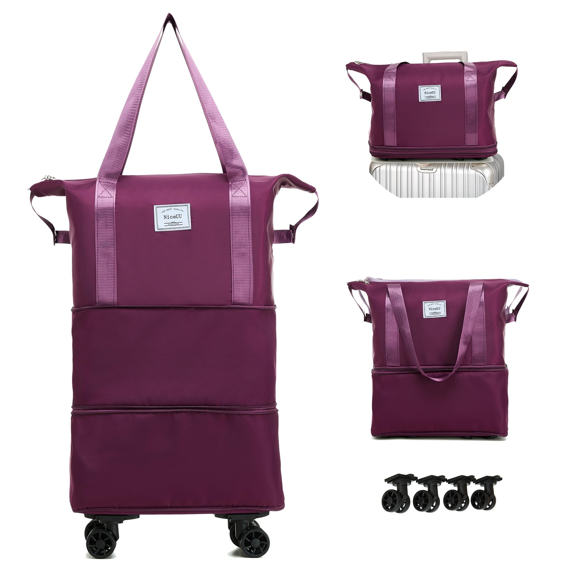 Soda Candy Duffle Bag with Wheels, Expandable Foldable Travel Bag with ...