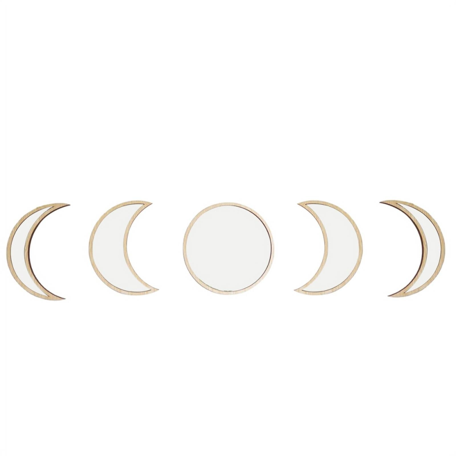 JANDEL 5Pcs Moon Phase Mirror Set, Scandinavian Natural Moonphase Room ...