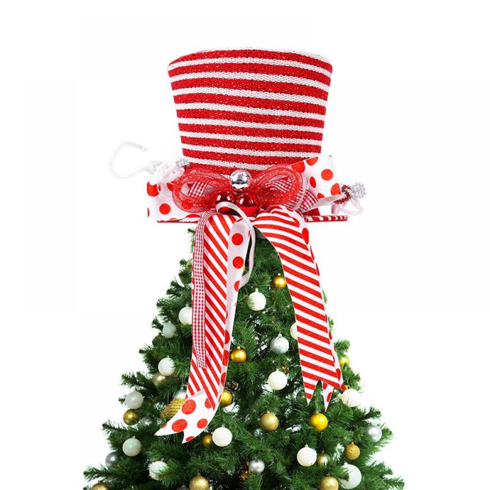 JANDEL Christmas Tree Topper Hat - Funny Retractable Top Hat with Bow ...