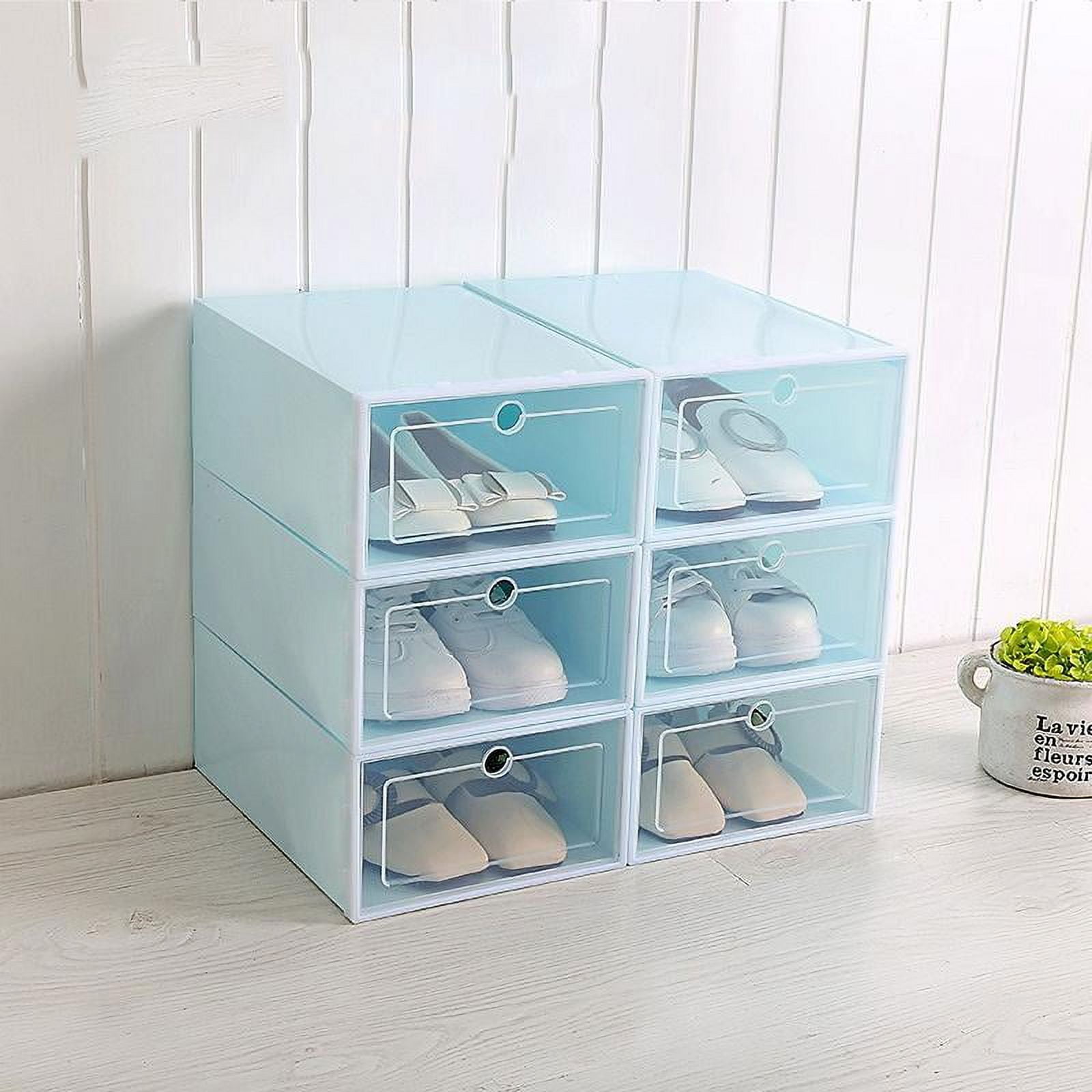 JANDEL Clear Plastic Shoe Boxes Stackable Floding DIY Shoe Drawers ...