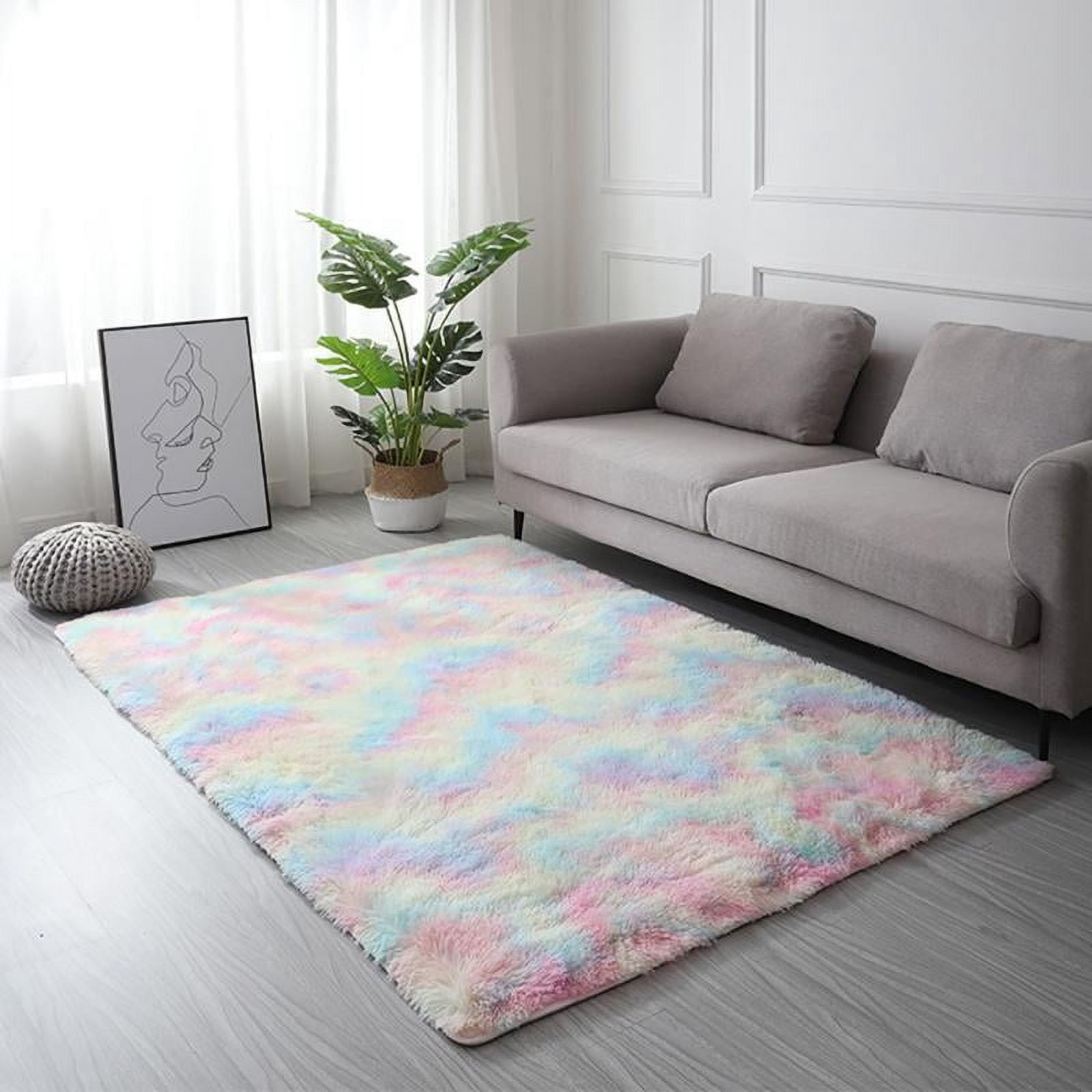 JANDEL Fluffy Bedroom Rug Shaggy Geometric Design Area Rug for Girls ...