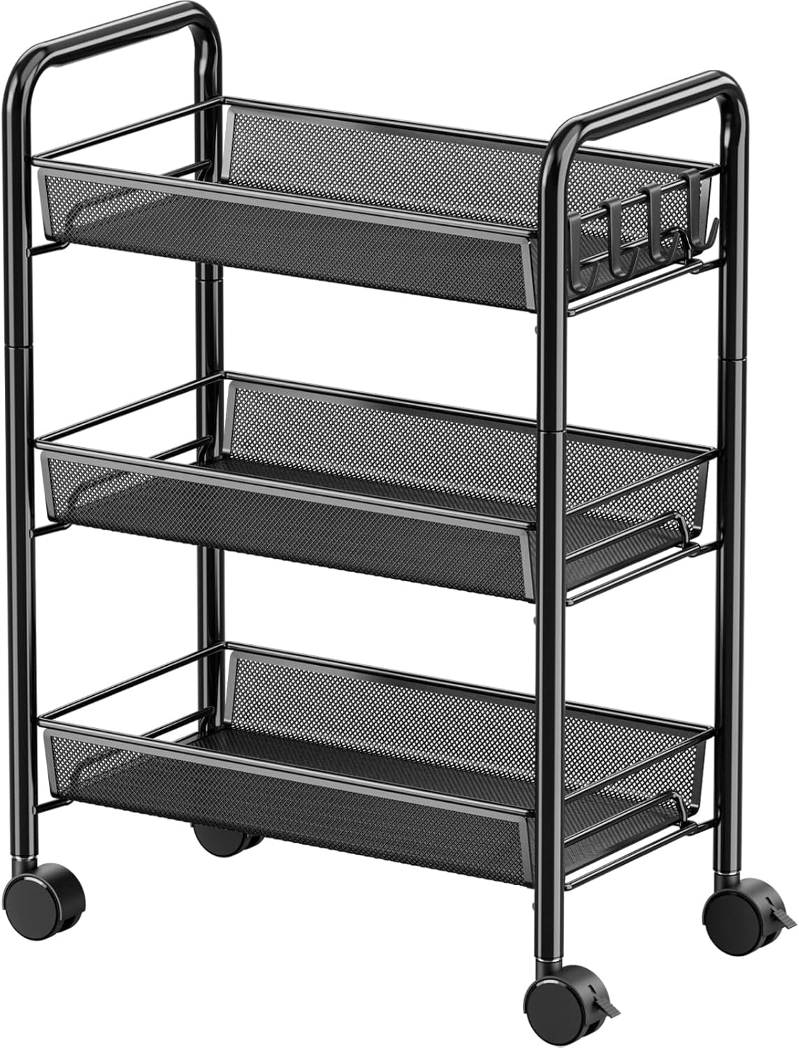 JANE EYRE 3-Tier Rolling Utility Storage Rack Cart on Wheels, Trolley ...