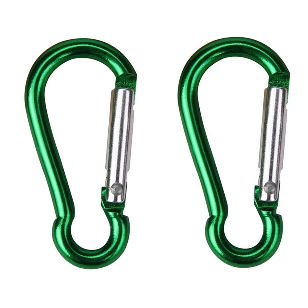 JANGSLNG 2Pcs Aluminum Alloy D Shaped Carabiner Spring Snap Clip Hooks ...