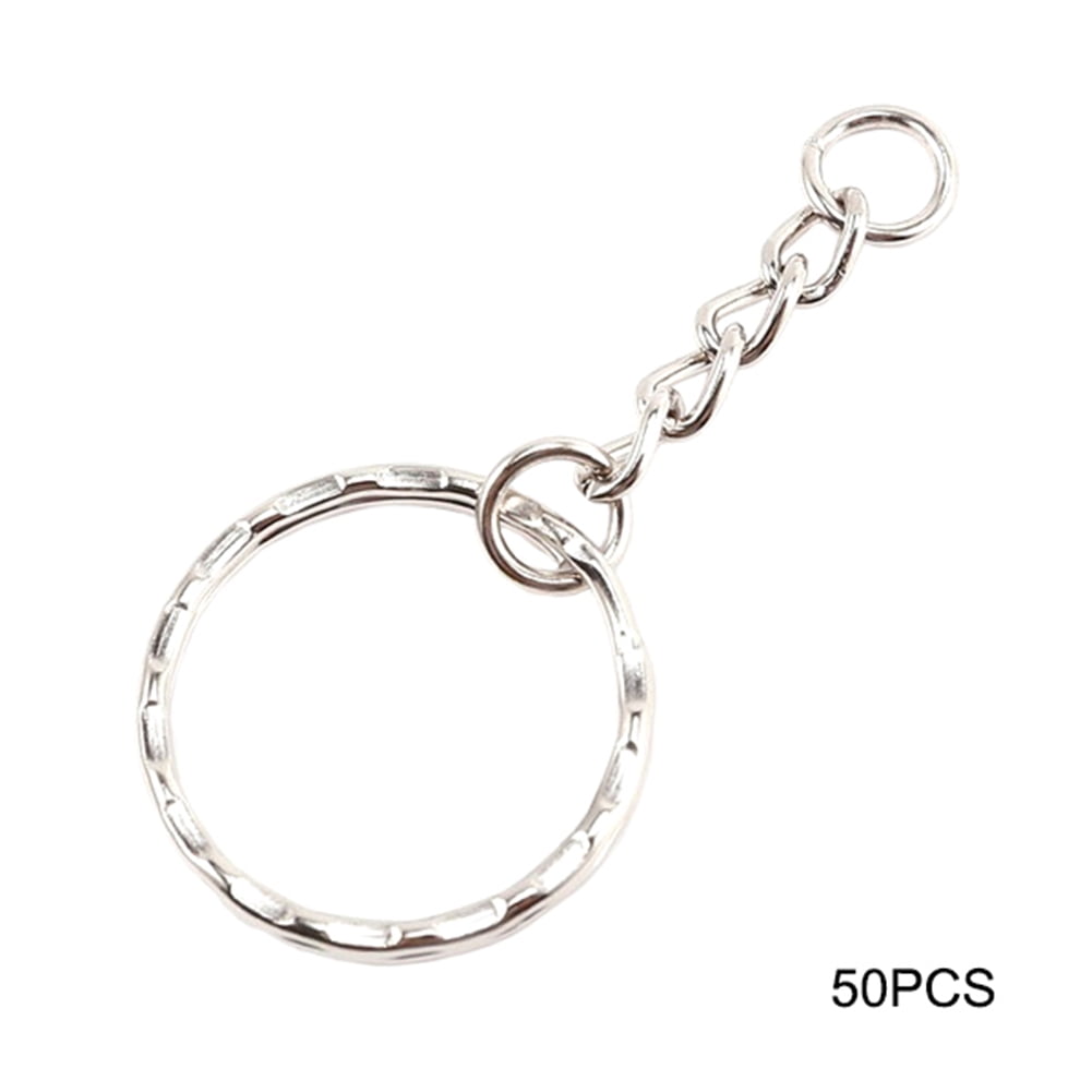 JANGSLNG 50Pcs/Set 25mm Metal Split Blank Key Chain Ring Holder Craft ...