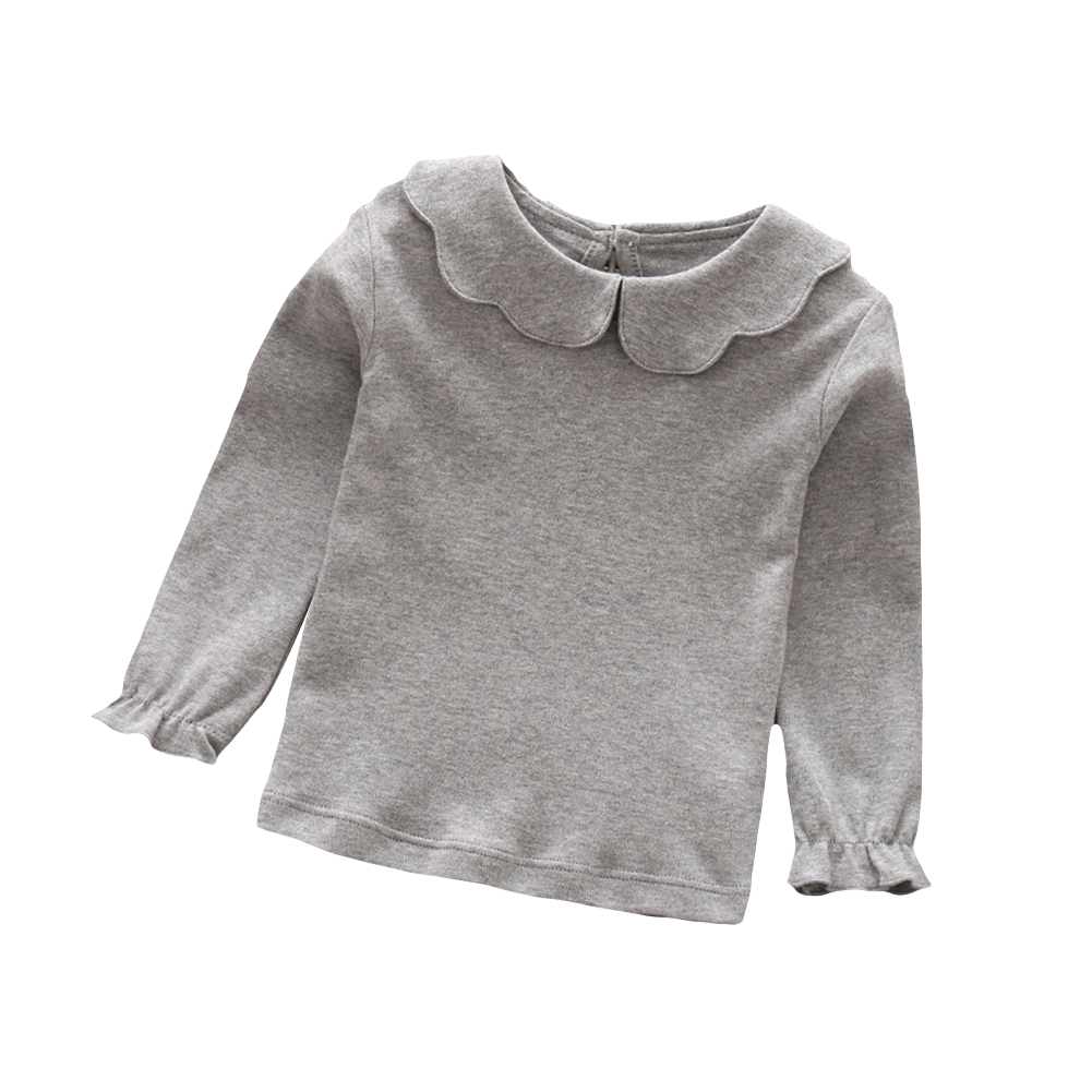 JANGSLNG Baby Girl Kids Cotton Peter Pan Collar Long Sleeve Solid Color ...