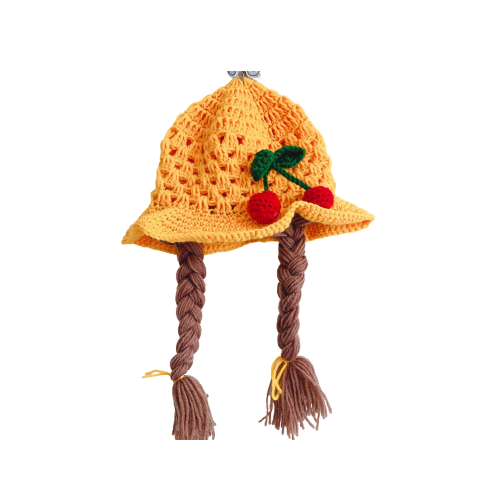 JANGSLNG Baby Girls Braided Wig Woolen Yarn Knitted Hat Sunflower ...