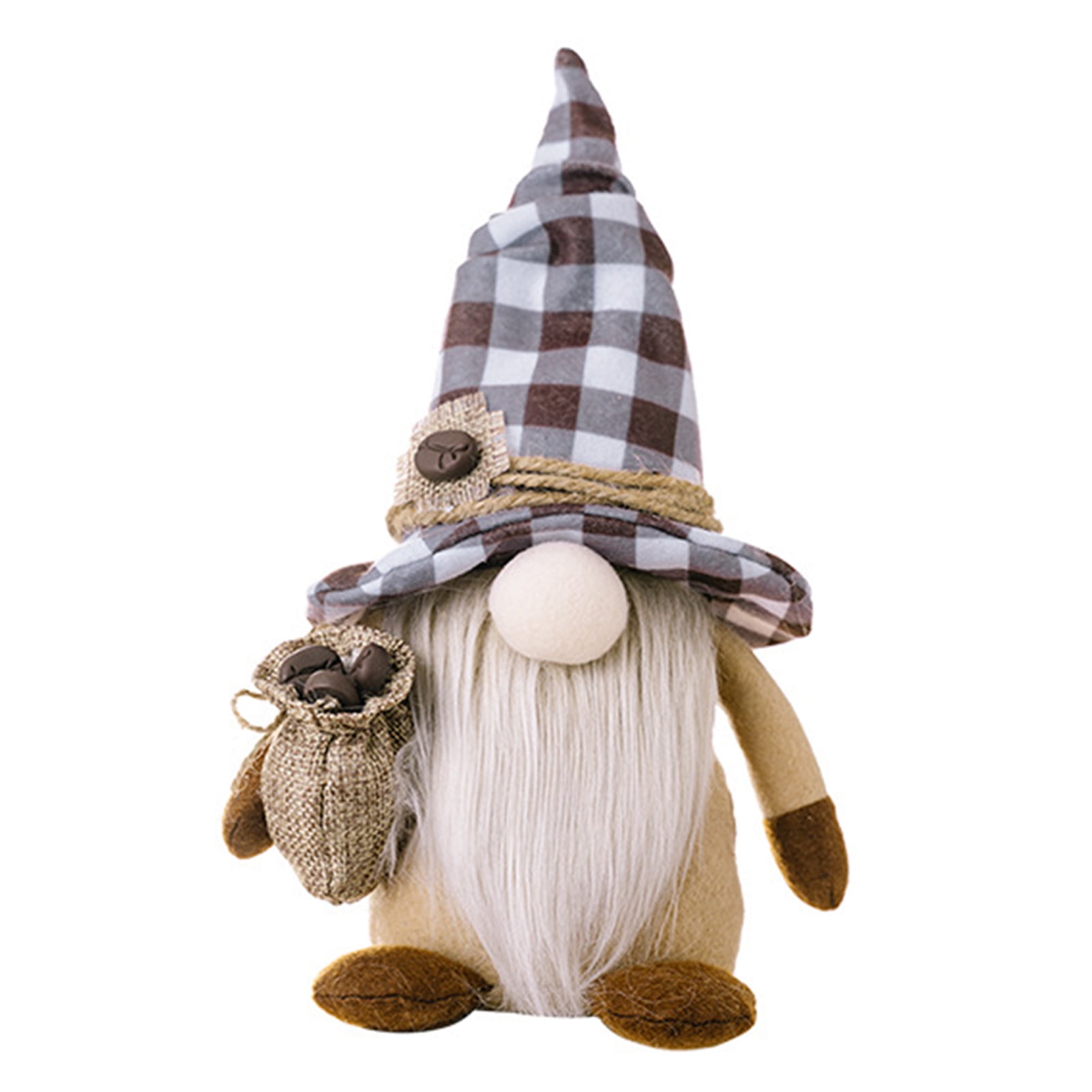 JANGSLNG Gnome Plush Doll Coffee Bean Bag Long Pointy Hat Grey Full ...
