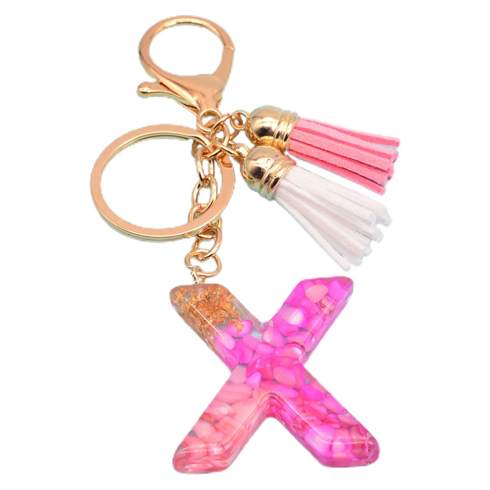 JANGSLNG Key Chain Translucent Alphabet Pendant Shell Decor Letter ...