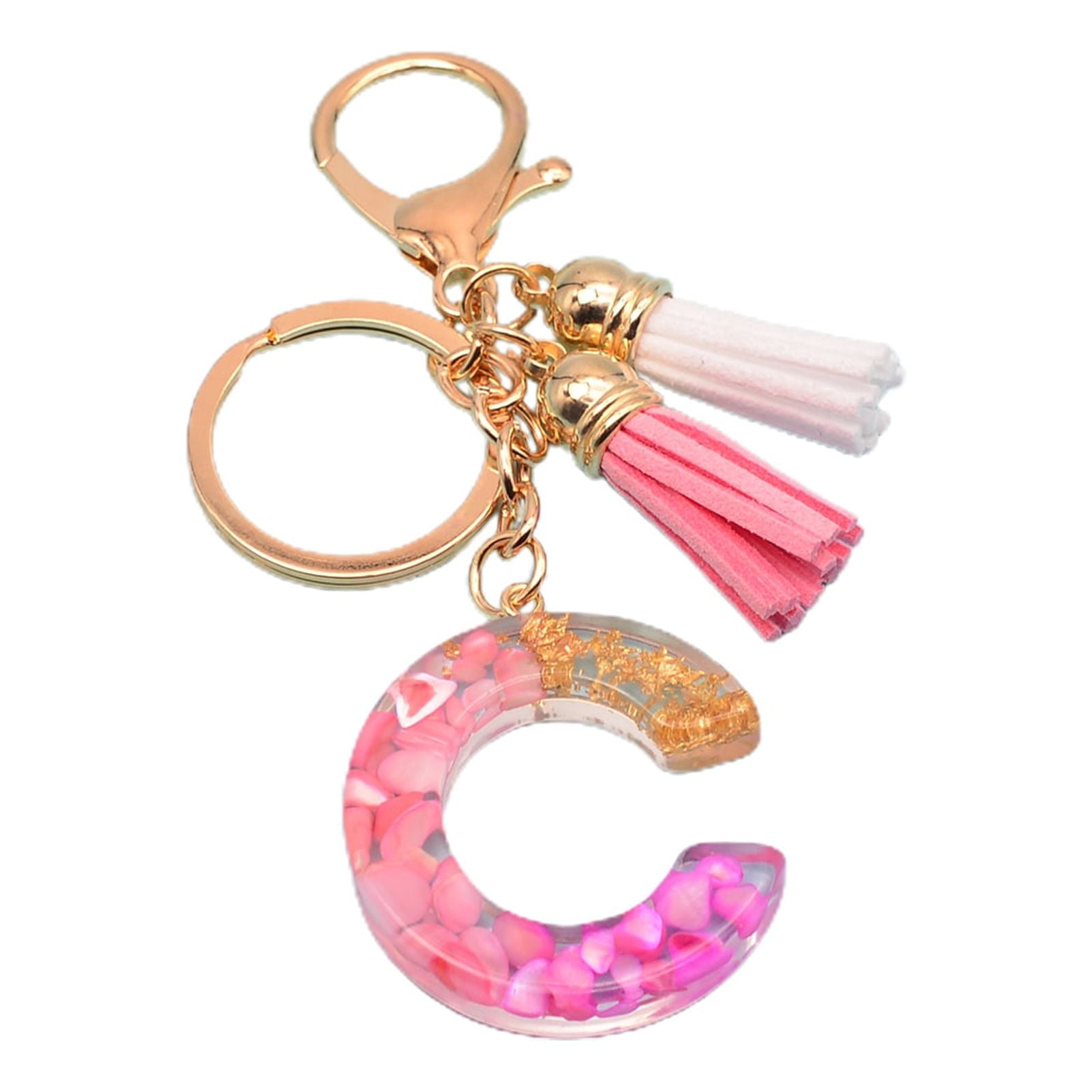 JANGSLNG Key Chain Translucent Alphabet Pendant Shell Decor Letter ...