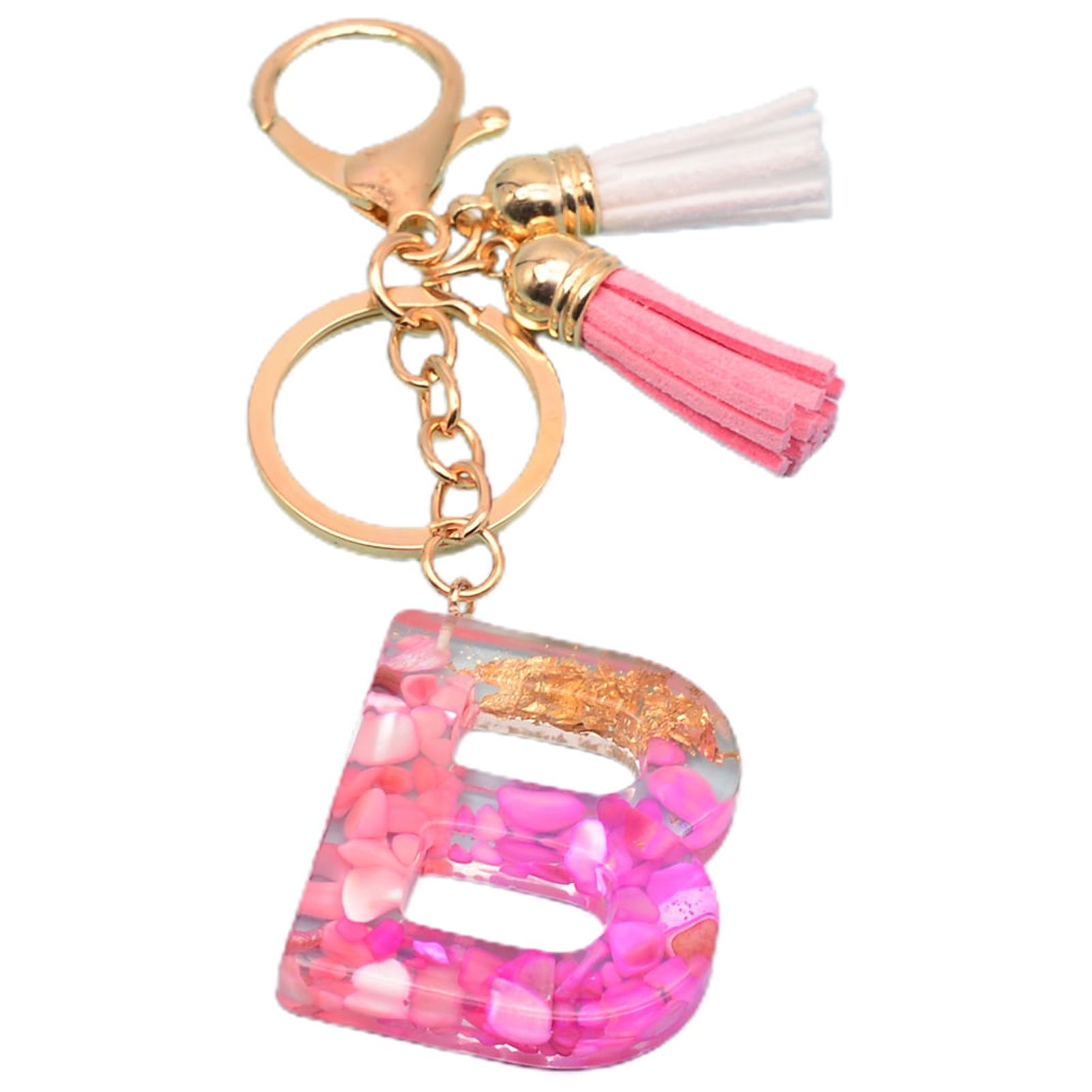 JANGSLNG Key Chain Translucent Alphabet Pendant Shell Decor Letter ...