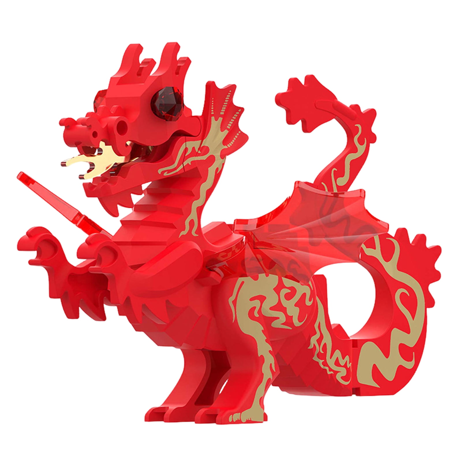 JANGSLNG Mini Plastic Dragon Building Block Model DIY Assembled Animal ...